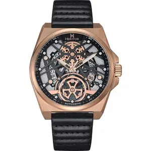 HERITOR AUTOMATIC Romero Leather-band Watch - Rose Gold/black