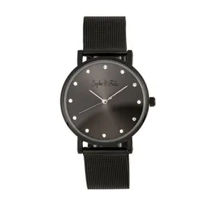 SOPHIE AND FREDA Savannah Mesh Bracelet Watch With Swarovski Crystals - Black
