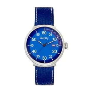 SIMPLIFY Leather-band Watch With Date - Blue