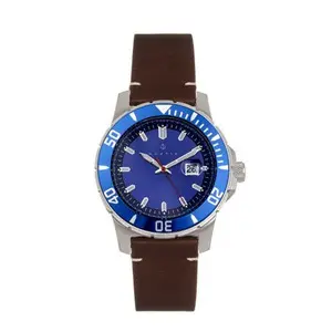 NAUTIS Dive Pro 200 Leather-band Watch With Date - Blue
