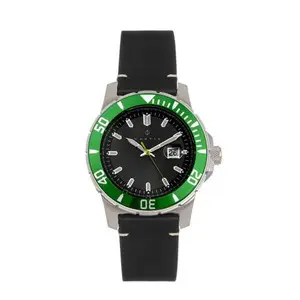 NAUTIS Dive Pro 200 Leather-band Watch With Date - Green/black