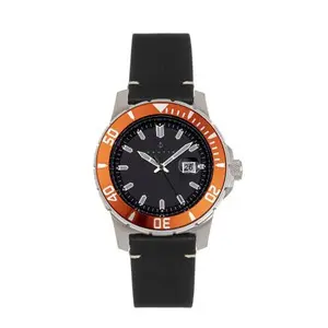NAUTIS Dive Pro 200 Leather-band Watch With Date - Orange/black
