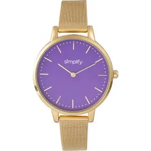SIMPLIFY Mesh Bracelet Watch - Gold/purple