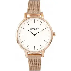 SIMPLIFY Mesh Bracelet Watch - Rose Gold/white