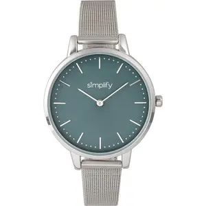 SIMPLIFY Mesh Bracelet Watch - Silver/teal