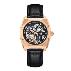 HERITOR AUTOMATIC Elliott Leather-Band Watch Rose Gold/black