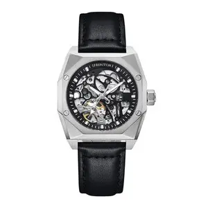 HERITOR AUTOMATIC Elliott Leather-Band Watch Silver/black/black