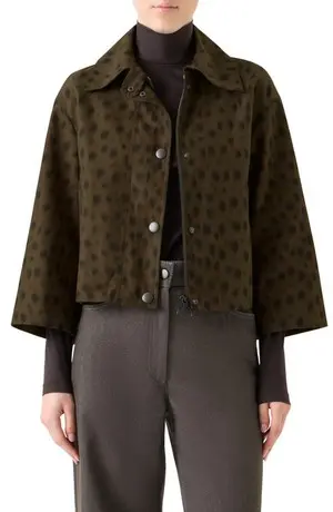 Akris Leopard Print Brushed Gabardine Jacket