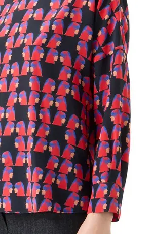 Akris Françoise Hardy Print Silk Crêpe De Chine Top