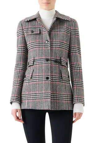 Akris Glen Plaid Virgin Wool Belted Jacket