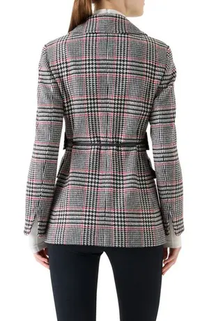 Akris Glen Plaid Virgin Wool Belted Jacket