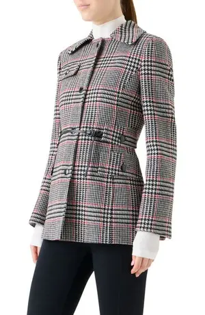 Akris Glen Plaid Virgin Wool Belted Jacket