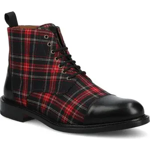 Taft TAFT Jack Genuine Leather Lace-Up Boots Red Plaid