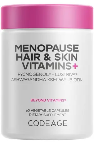 CODEAGE Menopause Hair & Skin Vitamins+, Biotin, Lustriva - White