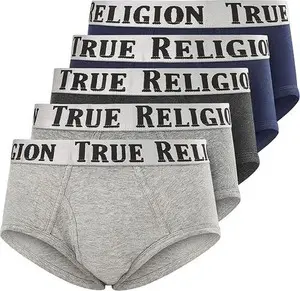 True Religion Briefs Soft Cotton Underwear Pack Of 5 Dress Blue/grey