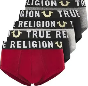 True Religion Briefs Soft Cotton Underwear Pack Of 5 Red/black/grey/charcoal