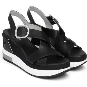 NEROGIARDINI Sport Wedge Sandal - Black