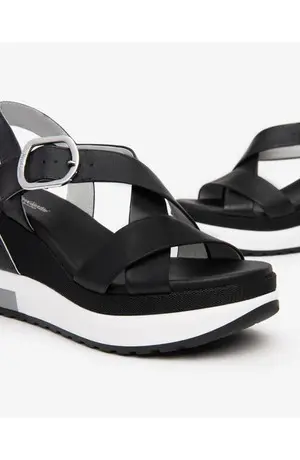 NEROGIARDINI Sport Wedge Sandal - Black