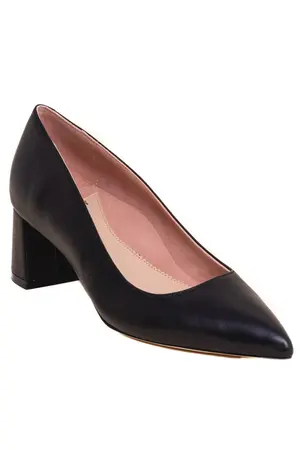 ALLY SHOES Pointed-toe Block Heel Pumps - Black Leather