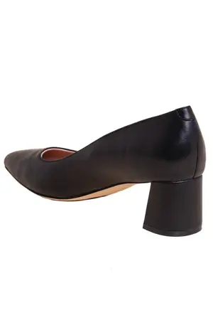 ALLY SHOES Pointed-toe Block Heel Pumps - Black Leather