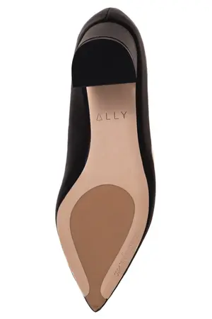 ALLY SHOES Pointed-toe Block Heel Pumps - Black Leather