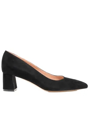 ALLY SHOES Pointed-toe Block Heel Pumps - Black Suede