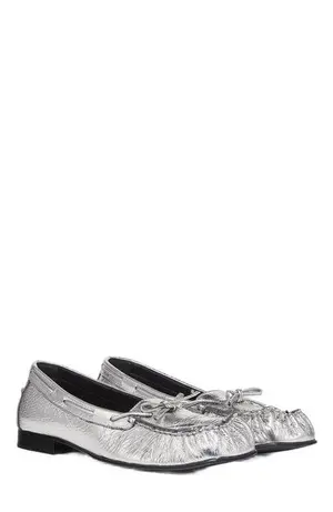 Mcm Moccasin In Metallic Calf Leather