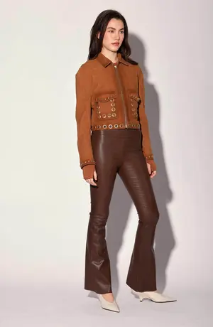 Walter Baker Jolene Goat Suede Cropped Jacket - Oak Suede