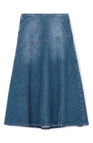 REISS Fee Flare Midi Denim Skirt