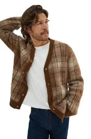 LEEM Plaid Oversized Cardigan