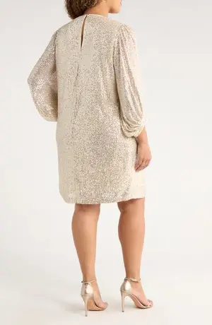 Julia Jordan Sequined Sheath Dress - Ivory Silver