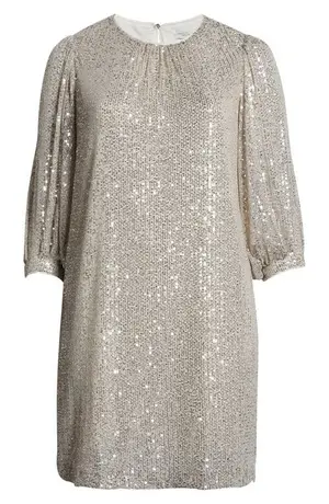 Julia Jordan Sequined Sheath Dress - Ivory Silver