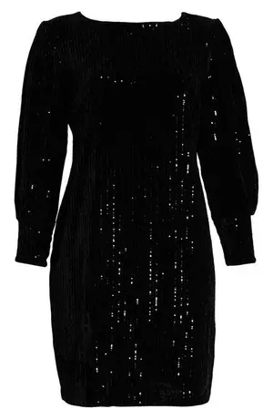 Julia Jordan Sequined Long Sleeve Body-con Dress - Black