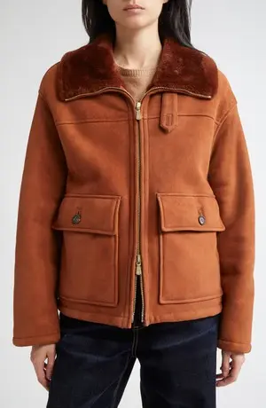 Eleventy Genuine Merino Shearling Aviator Jacket