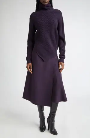 Michael Kors Cashmere Turtleneck Sweater With Bias Hem - Aubergine