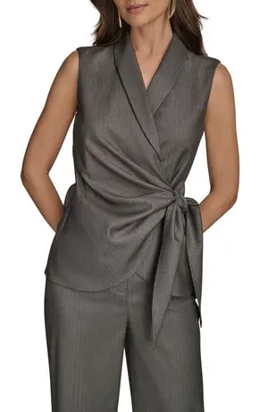 Donna Karan New York Pinstripe Wrap Vest - Grey/silver