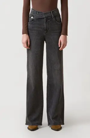 LE JEAN Crossover High-waist Wide-leg Jeans
