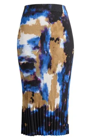 Dkny Printed Ribbed Knit Midi Skirt