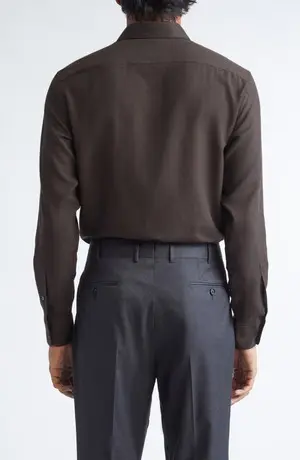Zegna Cashco Cotton & Cashmere Button-up Shirt - Dark Brown