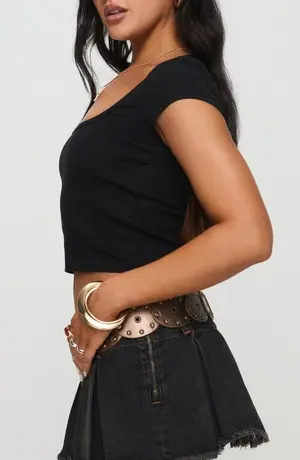 Princess Polly Baseline Square Neck Rib Crop Top