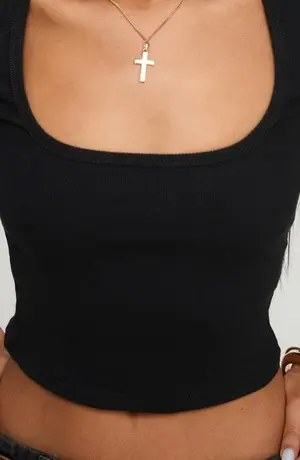 Princess Polly Baseline Square Neck Rib Crop Top