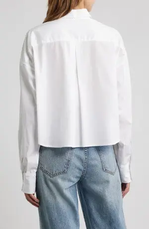 Rag & Bone Marin Cotton Crop Button-up Shirt - White