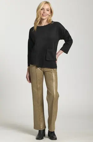 APNY Pintuck Wide-leg Pants - Olive