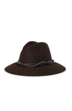 Brunello Cucinelli Felt Fedora With Monili Detail - Rust Brown