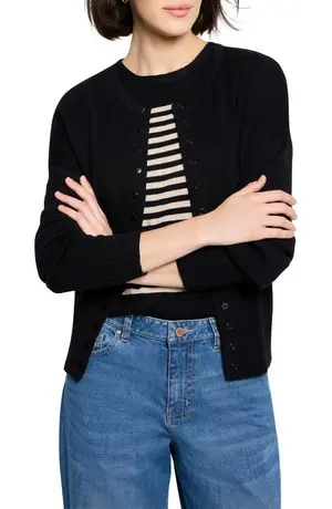 NIC+ZOE Snap-front Cotton Cardigan - Black Onyx