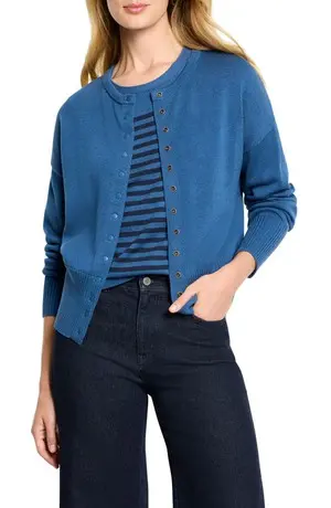 NIC+ZOE Snap-front Cotton Cardigan - Ocean