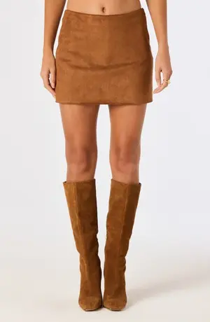Astr The Label Faux Suede High-waist Skort