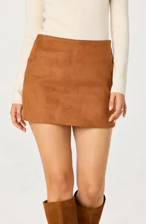Astr The Label Faux Suede High-waist Skort