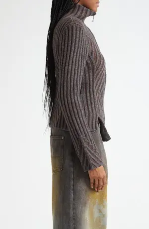 PAOLINA RUSSO Warrior Rib Merino Wool-blend Cardigan