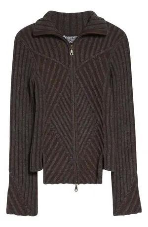 PAOLINA RUSSO Warrior Rib Merino Wool-blend Cardigan